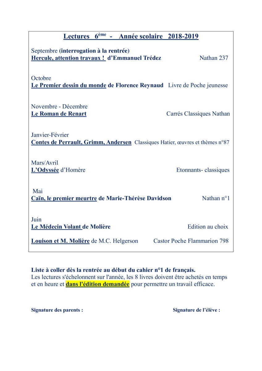 Lectures en français